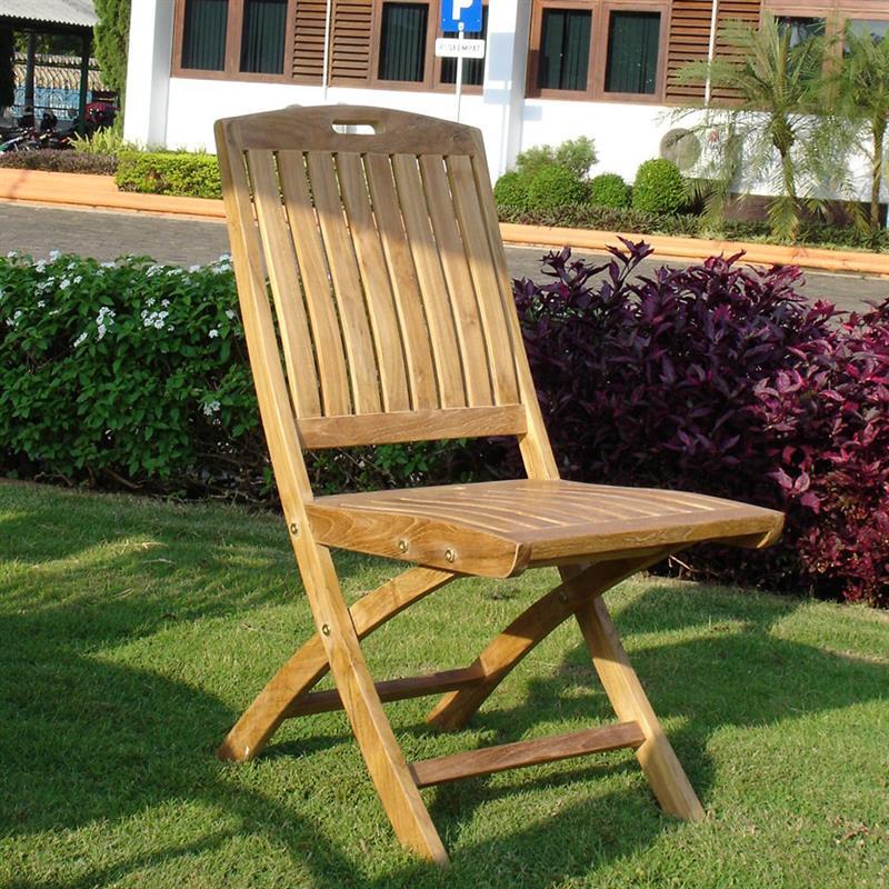 Denver folding chair without armrests - Certified teak GRADE A + brass ...